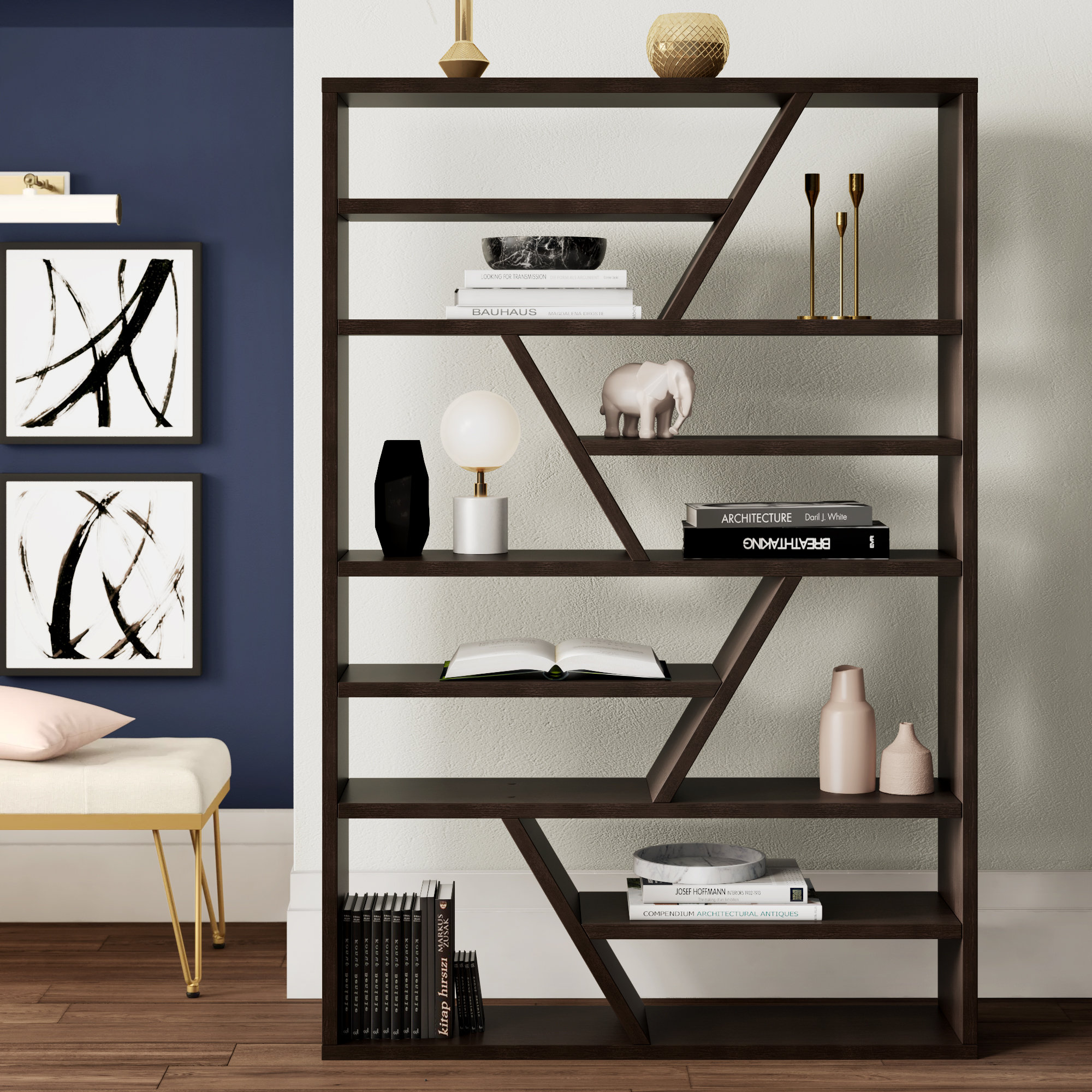 Mercury Row Dailey 70.75 H x 47.25 W Geometric Bookcase Reviews Wayfair